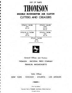 Thomson 22,28,33,38,44 Parts Manual | Nationwide Parts and Services