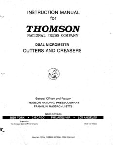 Thomson Instruction Manual | Nationwide Parts and Services